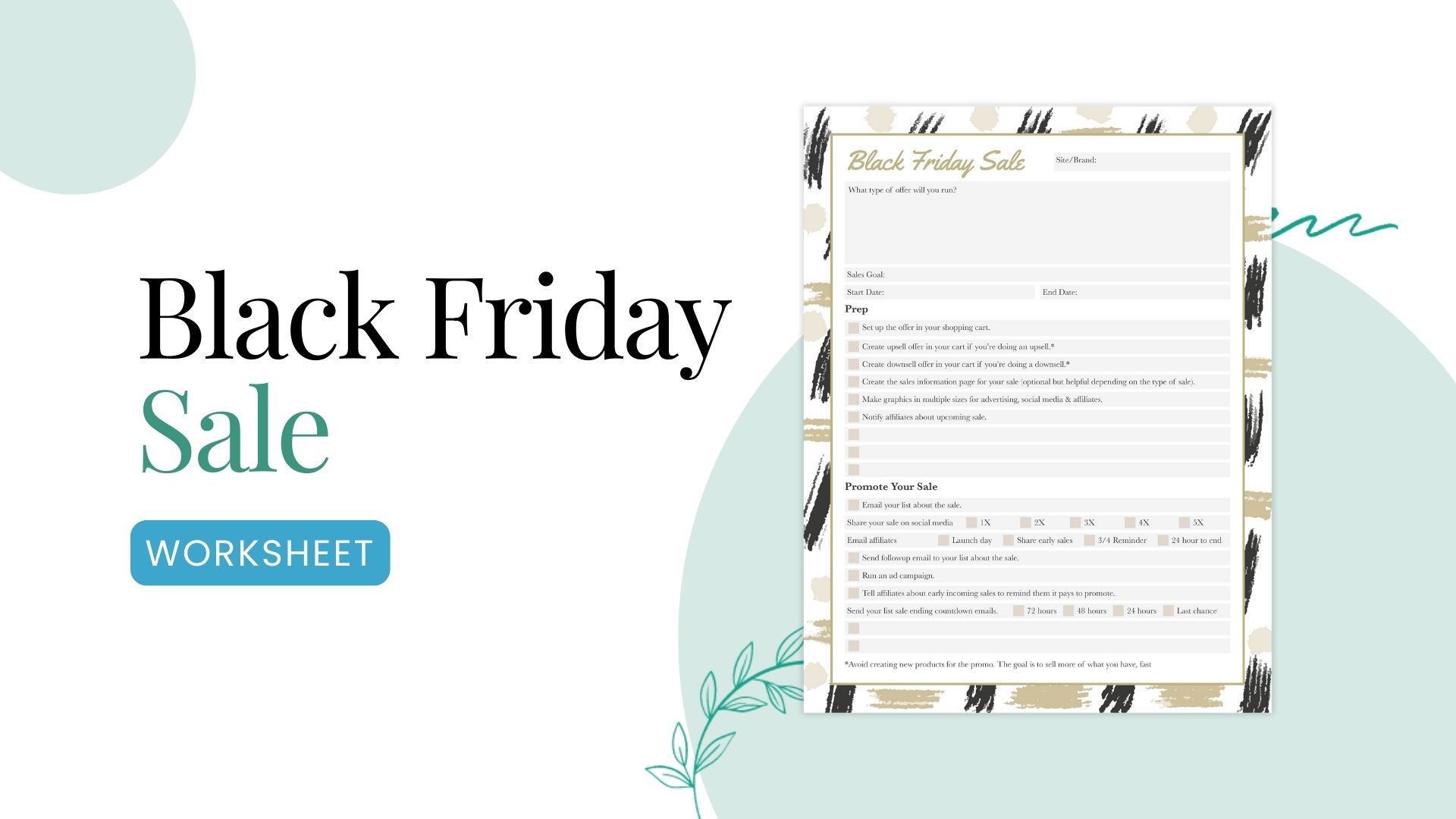 Black Friday Sale Worksheet | Thrive Anywhere